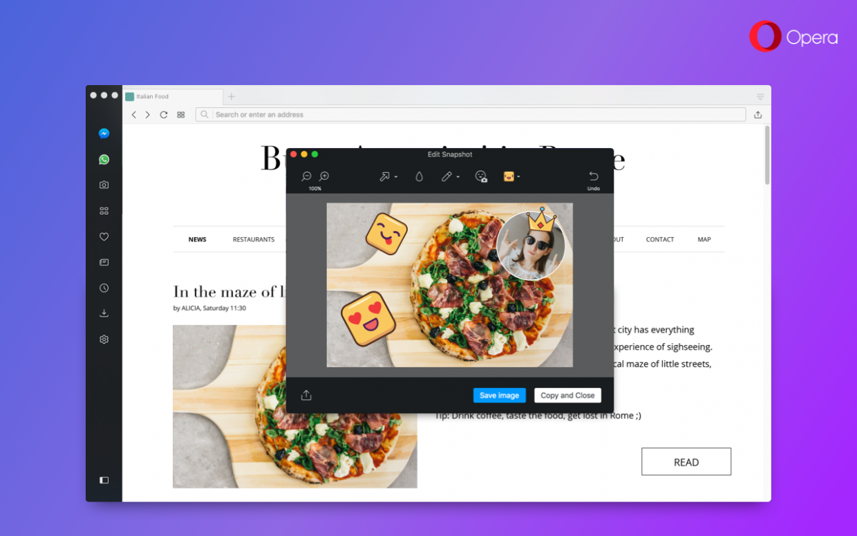 Opera 49 adds snapshot tool with editing tools - Blog | Opera Desktop
