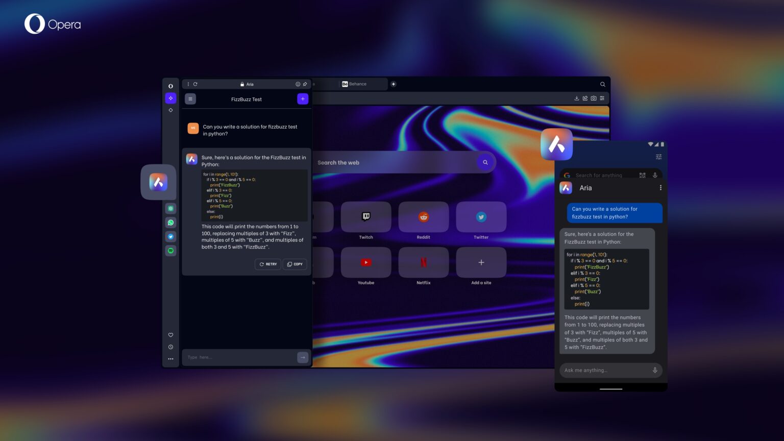 Opera unveils integrated browser AI: Aria - Blog | Opera Desktop