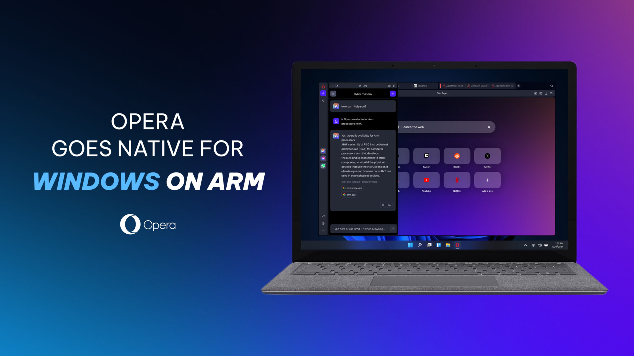 Opera now available for Windows on Arm - Blog | Opera Desktop