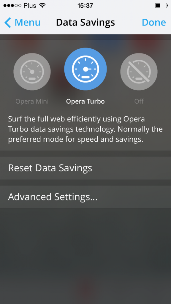 Opera Mini for iOS: Text wrap and zoom options