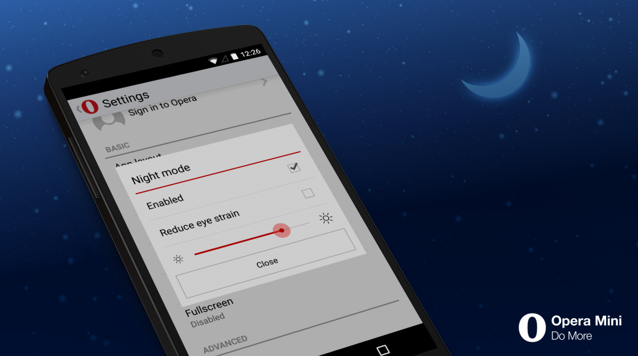 Get started with Opera Mini night mode, tab and speed dial sync
