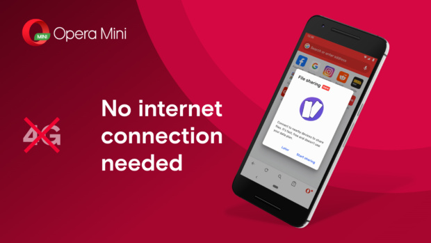 Share photos, videos and audio files offline with the new Opera Mini