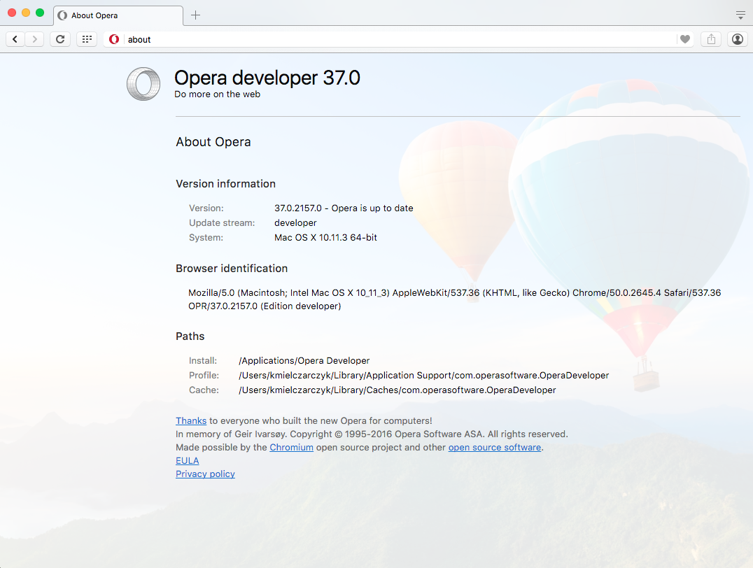 Opera developer 37.0.2157.0 aktualizacja - Opera Desktop Poland