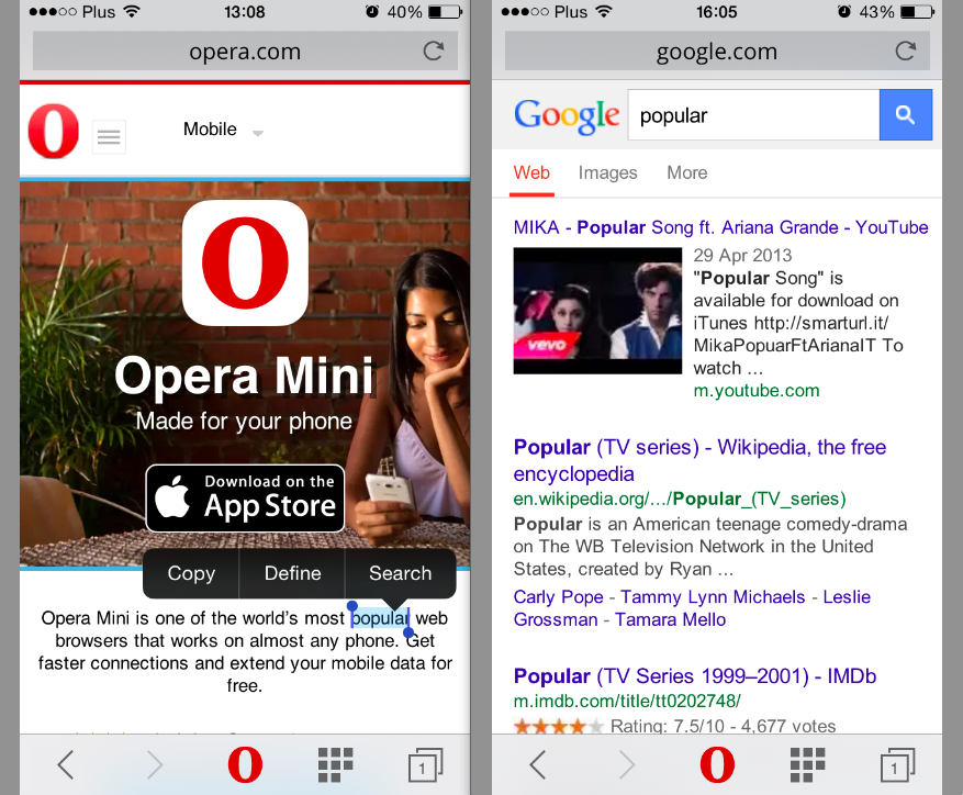Easier online reading with Opera Mini for iPhone and iPad