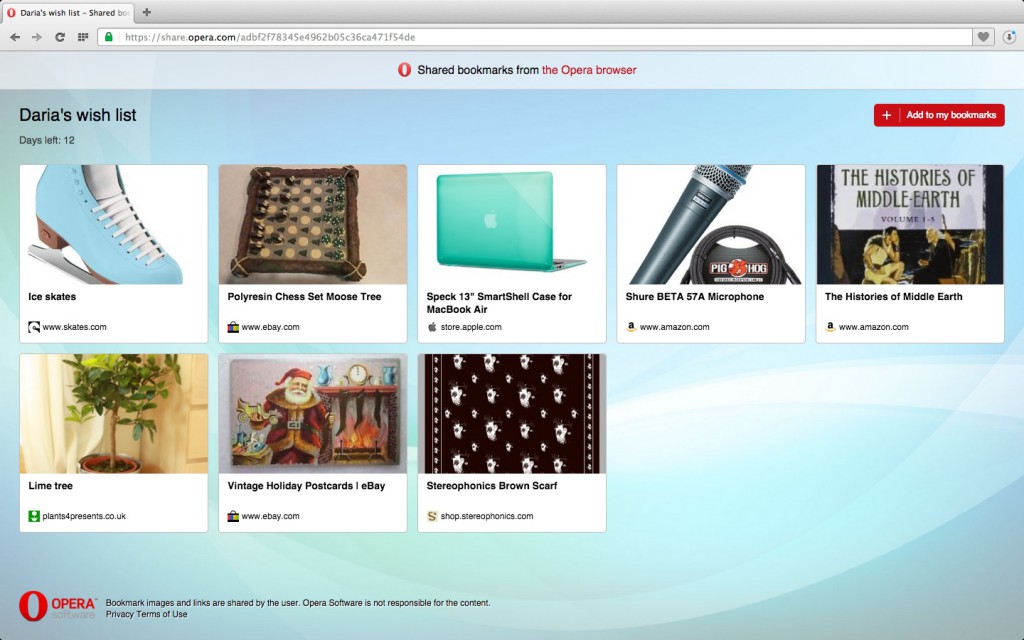 From interesting reads to wishlists: Share bookmarks in Opera - Blog ...