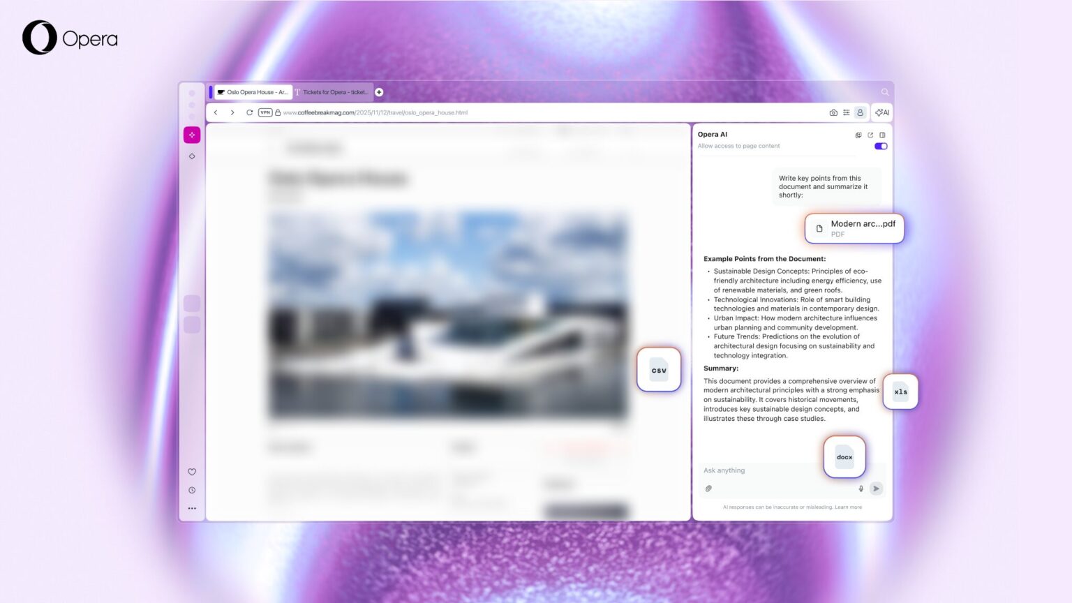 Opera AI comes to Opera One, Opera GX, and Opera Air - Blog | Opera News